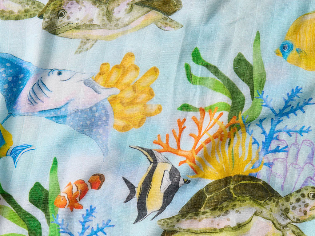 Kip & Co Bamboo Swaddle Reef Life | Kip & Co Bamboo Swaddle | Ocean Themed Baby Gift | Best Baby ...