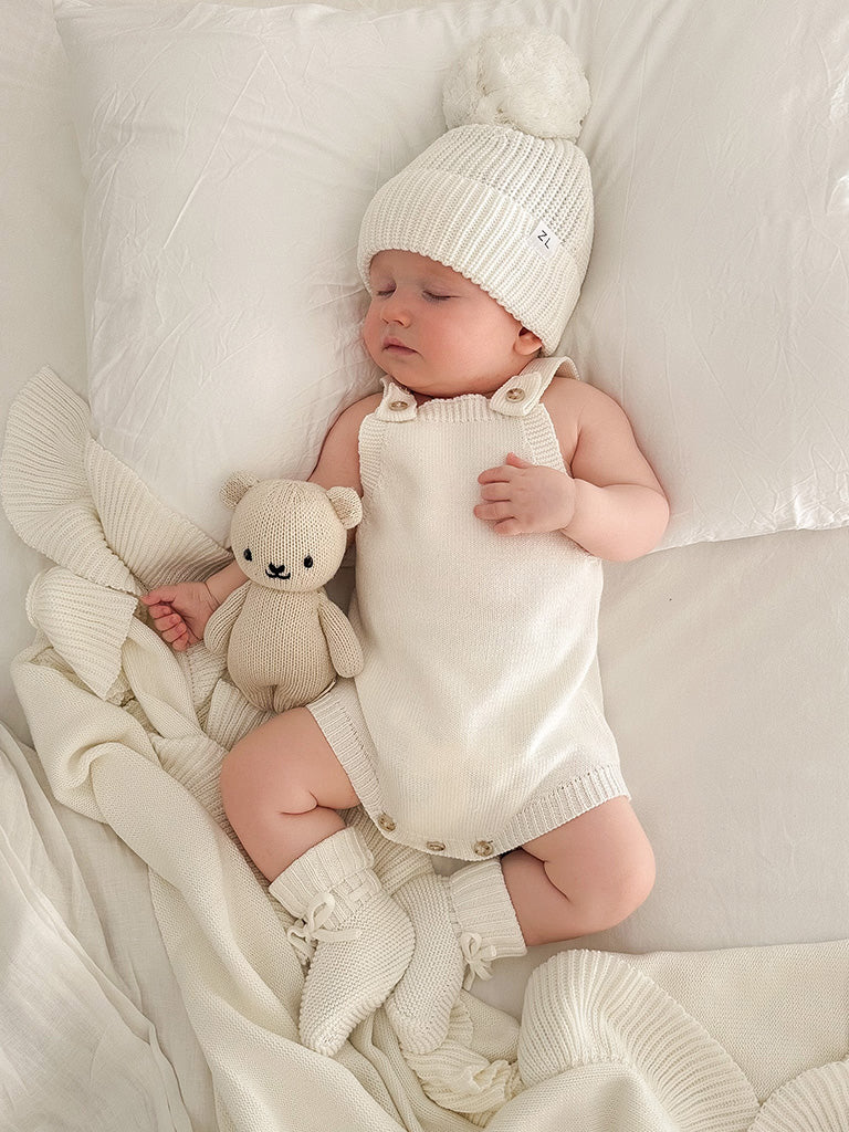 Ziggy Lou Romper in Milk White Knit | Newborn Announcement Outfit | Ziggy Lou Stockist Melbourne ...